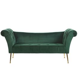 Beliani CHAISELONGUE Samtstoff dunkelgr&uuml;n/gold Nantilly