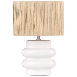 Beliani TISCHLEUCHTE Wei&szlig;/Heller Holzfarbton Judy