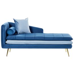 Beliani CHAISELONGUE Samtstoff blau linksseitig Gonesse