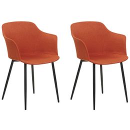 Beliani ESSZIMMERSTUHL 2er-Set orange/schwarz Elim