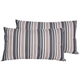 Beliani GARTENKISSEN 2er-Set dunkelblau/beige gestreift 40/70 cm Kastos