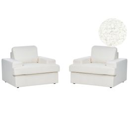 Beliani SESSEL 2er-Set Boucl&eacute; cremewei&szlig; Alla