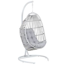 Beliani H&Auml;NGESESSEL mit Gestell PE Rattan hellgrau 105 cm Sesia