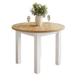 ESSTISCH OLEA rund Wei&szlig; / Craft Gold Eiche