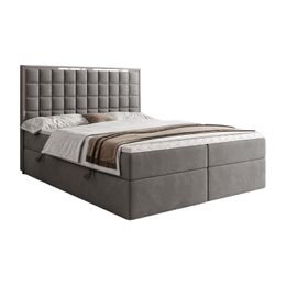 BOXSPRINGBETT ISADORA SILVER mit Bettkasten und Topper 140x200 cm Royal Velvet 250