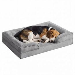 FEANDREA Orthop&auml;disches Hundebett M-XXXL, abnehmbarer Bezug, erh&ouml;hte R&auml;nder, rutschfest L