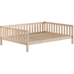 Kinderbett Vipack "Dallas, massiv Bett, Rausfallschutz, umbaubar vom Boden- zum Daybett", kiefer natur, kiefer natur, kiefer natur, B:147cm H:66cm L:210cm, Betten, Kinderbett, stabil und standfest gebaut, wahlweise Kiefer massiv natur oder wei&szlig;