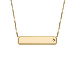 Kette mit Anh&auml;nger Fossil "Schmuck Geschenk Edelstahl Halsschmuck SADIE", gelbgoldfarben, kristallwei&szlig;, Halsketten, Damen, Edelstahl, L: 45,5 B: 1mm, mit Glasstein, B:1mm