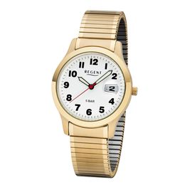 Regent Uhren Quarzuhr REGENT, gold (goldfarben), Armbanduhren, Herren, Quarzuhr, Armbanduhr, Herrenuhr, Edelstahlarmband, analog, Tag