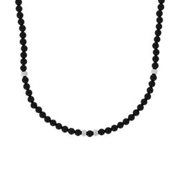 Kette mit Anh&auml;nger Amor, edelstahlfarben, schwarz, Halsketten, Herren, Edelstahl, L: 55 B: 5mm, mit Achat, B:5mm