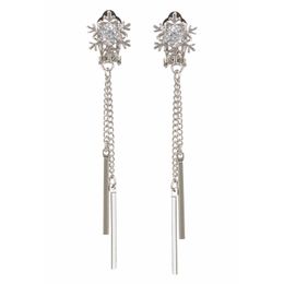 Paar Ohrclips Firetti "mit kleiner Schneeflocke", silber (silberfarben, kristallwei&szlig;), Ohrringe, Damen, Materialmix, mit Glasstein