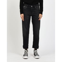 Straight-Jeans Gang "94THELMA", Damen, Gr. 29, N-Gr, schwarz (cool schwarz used), Denim/Jeans, Obermaterial: 98% Baumwolle, 2% Elasthan, Destroyed-Effekte, gerade kn&ouml;chelfrei, Jeans Straight-Jeans, mit Detail oberhalb der M&uuml;nztasche