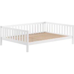Kinderbett Vipack "Dallas, massiv Bett, Rausfallschutz, umbaubar vom Boden- zum Daybett", kiefer wei&szlig;, kiefer wei&szlig;, kiefer wei&szlig;, B:147cm H:66cm L:210cm, Betten, Kinderbett, stabil und standfest gebaut, wahlweise Kiefer massiv natur oder wei&szlig;