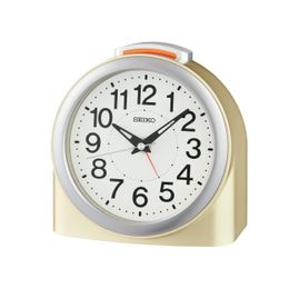 Quarzwecker Seiko, goldfarben, Wecker, Wecker, Beleuchtung, Schlafzimmer, durchlaufende Sekunde, Piepalarm