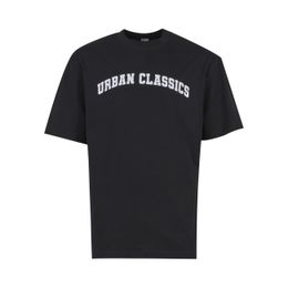 T-Shirt Urban Classics "Urban Classics UC College Logo Tall Tee", Jungen, Gr. M, schwarz, 100% Baumwolle, bedruckt, oversize, Rundhals, Shirts T-Shirt