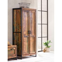 Garderobenschrank Sit "Massiver Schrank aus recyceltem Altholz", braun, B:80cm H:180cm T:45cm, Massivholz, Metall, Schr&auml;nke, Garderobenschrank, Angefertigt aus Holz von Fischerbooten