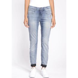 Relax-fit-Jeans Gang "94AMELIE", Damen, Gr. 30, N-Gr, blau (blau washed), Denim/Jeans, Obermaterial: 60% Baumwolle, 36% Polyester, 4% Elasthan, unifarben, relaxed fit lang, Jeans, in cooler Used Waschung