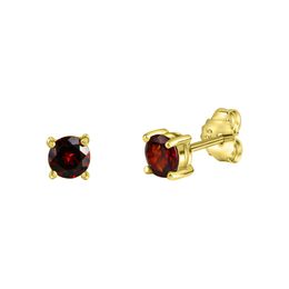 Paar Ohrstecker Firetti "Schmuck Geschenk Silber 925 Ohrschmuck Edelstein Granat", gold (gelbgoldfarben, rot, rot), Ohrringe, Damen, 5mm, Silber 925 (Sterlingsilber), mit Granat
