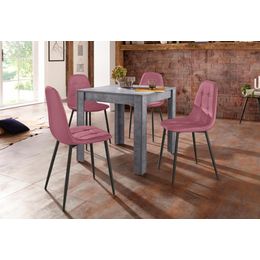 Essgruppe OTTO HOME, rosa (schieferfarben, rosa), B:80cm, Sitzm&ouml;bel-Sets, Essgruppe, mit Esstisch 80 cm breit
