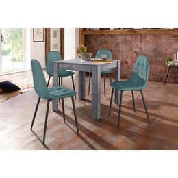 Essgruppe OTTO HOME, blau (schieferfarben, blau), B:80cm, Sitzm&ouml;bel-Sets, Essgruppe, mit Esstisch 80 cm breit