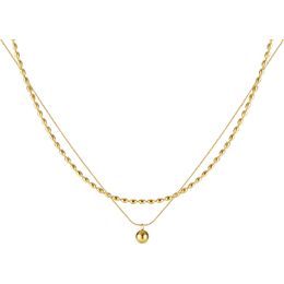 Kette mit Anh&auml;nger Firetti "Schmuck Geschenk Edelstahl Halsschmuck Halskette Layer doppelreihig", gold (gelbgoldfarben), Halsketten, Damen, Edelstahl, L: 52