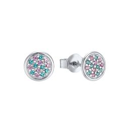 Paar Ohrstecker Prinzessin Lillifee "2031155", bunt (silberfarben, rosa, t&uuml;rkis, rosa, t&uuml;rkis), Ohrringe, M&auml;dchen, Silber 925 (Sterlingsilber), mit Zirkonia (synth.)