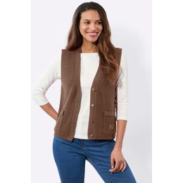 Strickweste Casual Looks, Damen, Gr. 38, braun, 50% Baumwolle, 50% Polyacryl, meliert, unifarben, Westen Strickweste