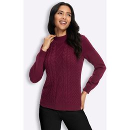 Stehkragenpullover Classic Basics "Stehkragen-Pullover", Damen, Gr. 38, burgund, 100% Polyacryl, unifarben, Pullover Stehkragenpullover