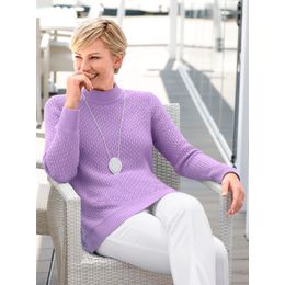 Stehkragenpullover Classic Basics "Pullover", Damen, Gr. 38, lila (flieder), 100% Polyacryl, unifarben, Pullover Stehkragenpullover