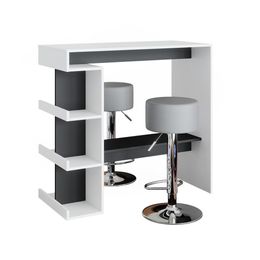 VICCO Bartisch-Set, Wei&szlig;, Holzwerkstoff, 4 F&auml;cher, Rechteckig,Rechteckig, 108x103x50 cm, Esszimmer, Barm&ouml;bel, Bartische