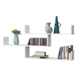 [en.casa] Wandregal, Wei&szlig;, Holzwerkstoff, 3 F&auml;cher, 119x55x18 cm, Wohnzimmer, Regale, Wandregale