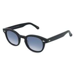 Fielmann AB 015 SUN RN ROMEO | Unisex-Sonnenbrille | Fassung: Vollrand, Oval, Acetat, Schwarz Gl&auml;nzend | Glasfarbe: Blau Verlaufend Mehrfarbig