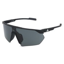 Adidas SP0076 | Damen-Sonnenbrille | Fassung: Halbrand, Monoscheibe, Kunststoff, Schwarz Matt | Glasfarbe: Grau