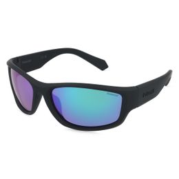 Polaroid PLD 2166/S | Herren-Sonnenbrille | Fassung: Vollrand, Eckig, Kunststoff, Schwarz Matt | Glasfarbe: G15 Spiegel Gr&uuml;n