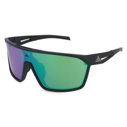 Adidas SP0108 | Unisex-Sonnenbrille | Fassung: Vollrand, Monoscheibe, Kunststoff, Schwarz Matt | Glasfarbe: Gr&uuml;n Spiegel Gr&uuml;n