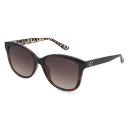 Guess GU7828 | Damen-Sonnenbrille | Fassung: Vollrand, Cat Eye, Kunststoff, Havanna Dunkel | Glasfarbe: Braun Verlaufend