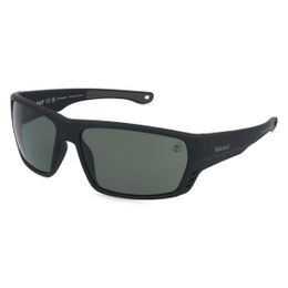 Timberland TB00002 | Herren-Sonnenbrille | Fassung: Vollrand, Eckig, Kunststoff, Schwarz Matt | Glasfarbe: Gr&uuml;n Verlaufend