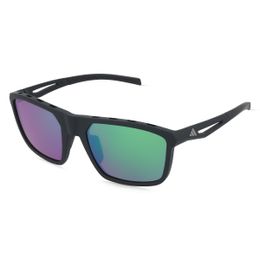 Adidas SP0111 | Unisex-Sonnenbrille | Fassung: Vollrand, Eckig, Kunststoff, Schwarz Matt | Glasfarbe: Gr&uuml;n Spiegel Gr&uuml;n