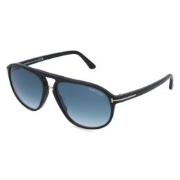 Tom Ford FT0447 JACOB | Herren-Sonnenbrille | Fassung: Vollrand, Pilot, Acetat, Schwarz Gl&auml;nzend | Glasfarbe: Gr&uuml;n Verlaufend