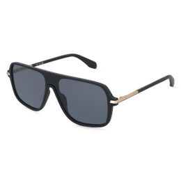 Adidas OR0100 | Unisex-Sonnenbrille | Fassung: Vollrand, Pilot, Kunststoff, Schwarz Matt | Glasfarbe: Grau