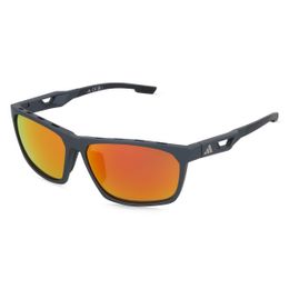 Adidas SP0101 | Herren-Sonnenbrille | Fassung: Vollrand, Eckig, Kunststoff, Schwarz Matt | Glasfarbe: Rot Spiegel Rot