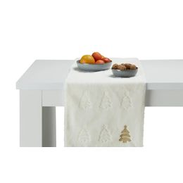H&ouml;ffner Tischl&auml;ufer Weihnachten &brvbar; wei&szlig; &brvbar; Synthetik &brvbar; Ma&szlig;e (cm): B: 40 &raquo; H&ouml;ffner