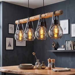 hofstein Hocker Pendelleuchte Naturfarben, Schwarz, 4-flammig