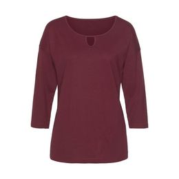 s.Oliver Pyjamaoberteil rot Gr. 40/42 f&uuml;r Damen. Mit Rundhals. Bequem. Nachhaltig.
