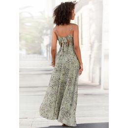 Lascana Maxikleid 'Cut-Out am R&uuml;cken aus leichter Webware mit Bl&uuml;mchendruck' mehrfarbig Gr. 34 f&uuml;r Damen. V-Ausschnitt und Allover-Druck. 