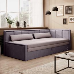 Pharao24.de Schlafsofa Eckschlafsofa mit Bettkasten in Altrosa