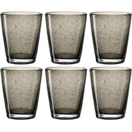 Gl&auml;ser-Set Leonardo "BURANO", grau (dunkelgrau), H:10cm &Oslash;:9cm, Glas, Trinkgef&auml;&szlig;e, 330 ml, 6-teilig