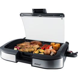 Tischgrill Steba "VG 195", schwarz (edelstahlfarben, schwarz), B:58cm H:11,5cm T:39cm, Kontaktgrill_Standgrill_Tischgrill_Teppanyakigrill