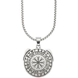 Kette mit Anh&auml;nger Bruno Banani "Schmuck Geschenk Edelstahlkette mit Anh&auml;nger rund", silber (edelstahlfarben), Halsketten, Herren, Edelstahl, L: 55 B: 2,6mm, B:2,6mm