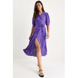 Midi-Kleid mit Knopfverschluss und Hemdkragen